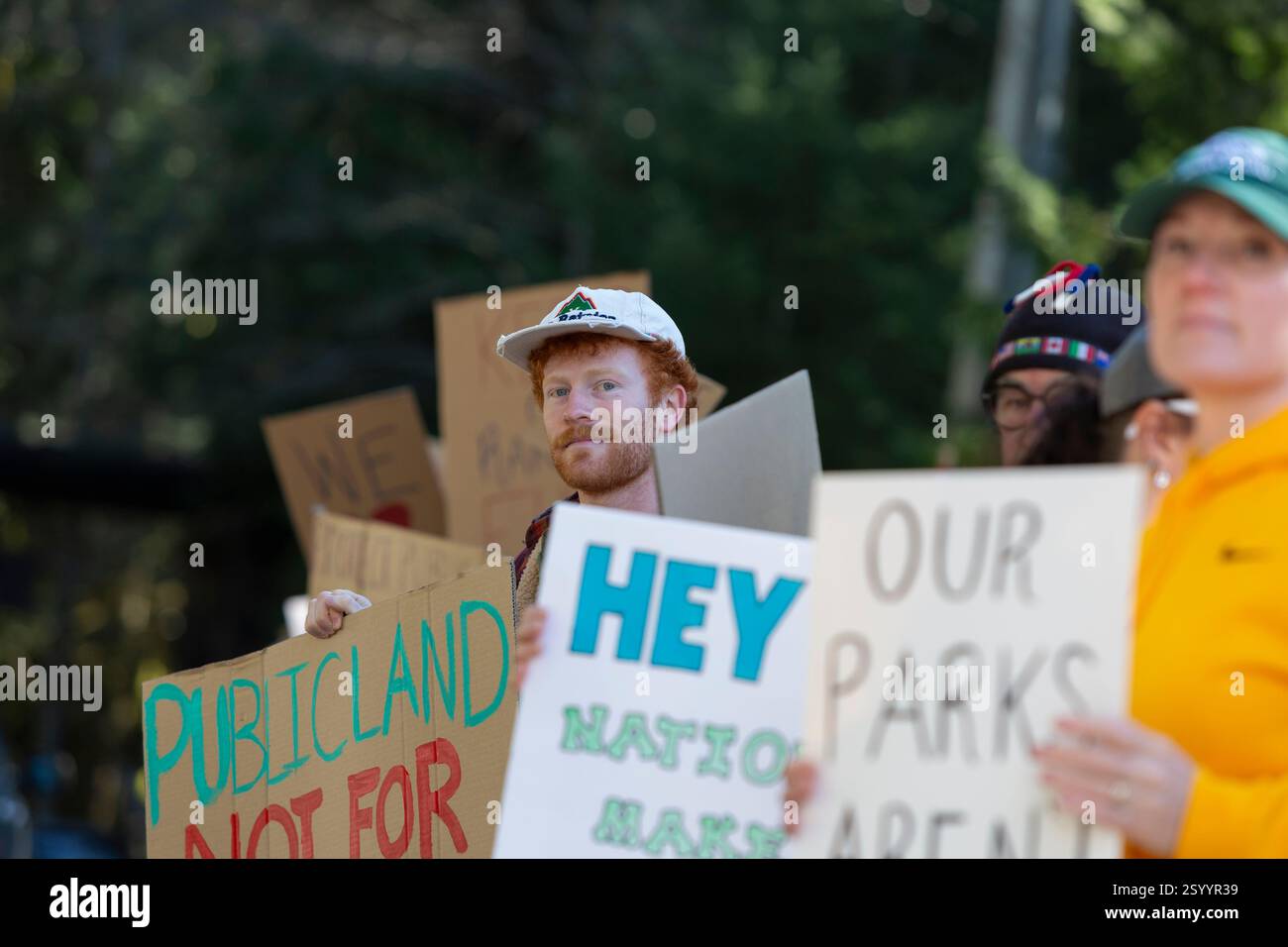 Ashford, Washington, USA. 1st March, 2025. Protesters gather at ...