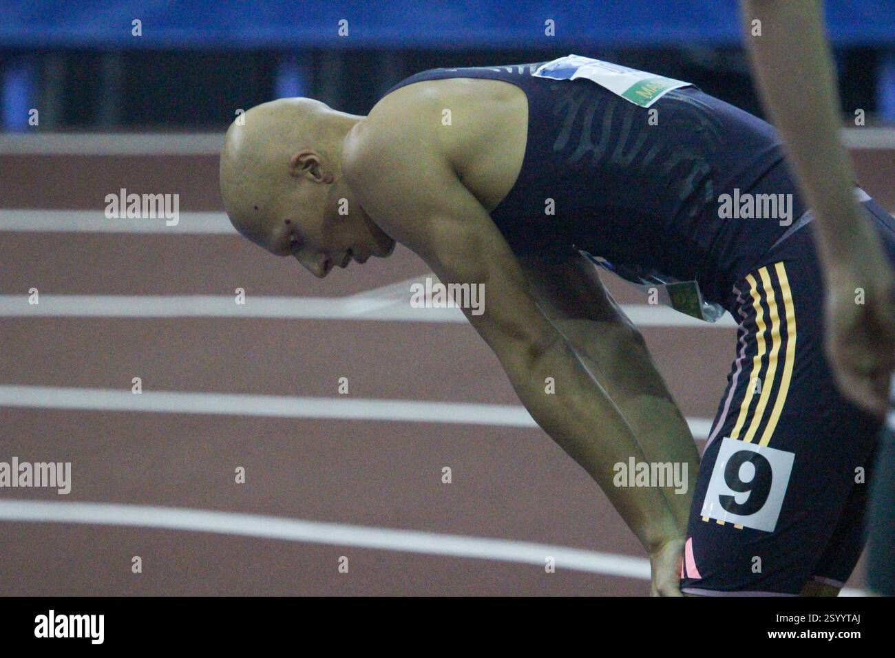 Madrid, Spain, 28th February, 2025: The athlete, Callum Dodds exhausted ...