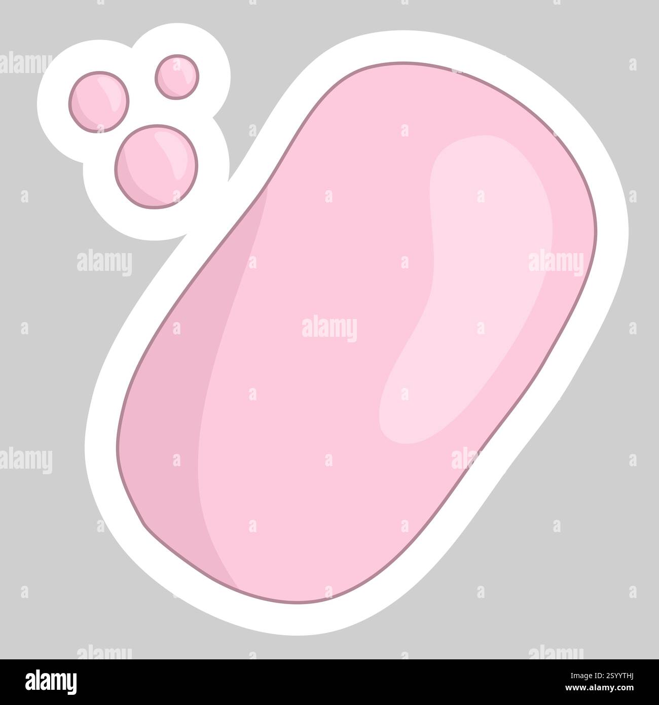 Sticker with piece of solid hand cleaning soap bar with bubbles, vector ...