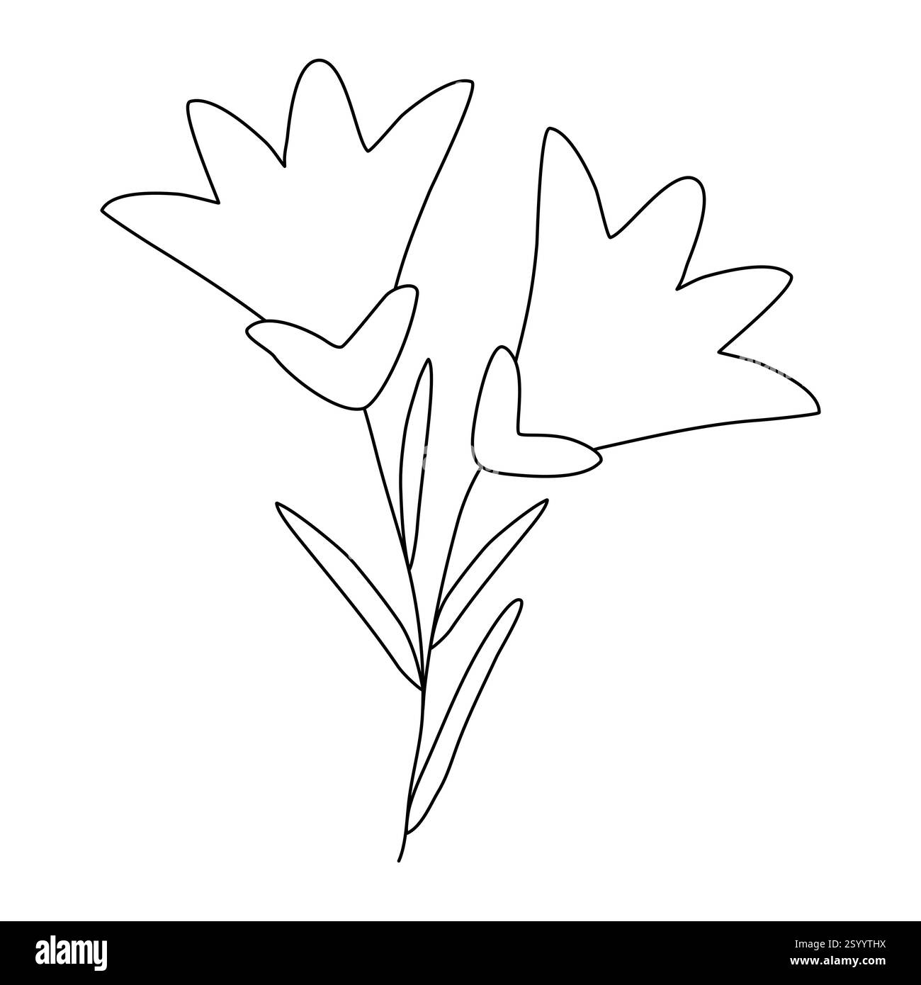 Spring bell shaped flowers or bluebells, doodle style flat vector ...