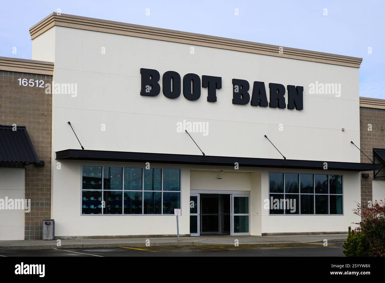 Marysville, WA, USA - February 26, 2025; Front with large sign of Boot ...