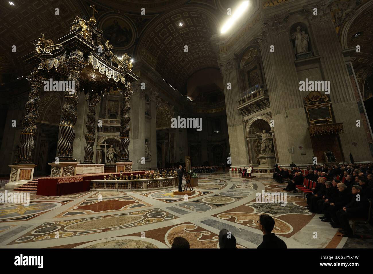 Vatican City, Italy 01.03.2025 : Cardinal Claudio Gugerotti at the Altar of the Confessio, St ...