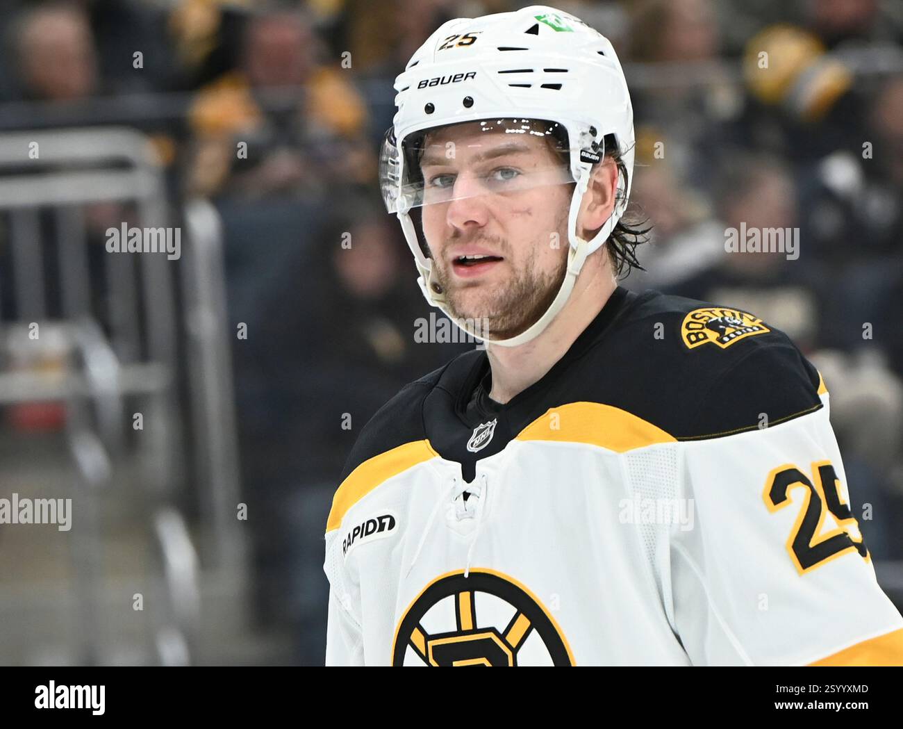 Boston Bruins defenseman Brandon Carlo (25) during the first period of ...