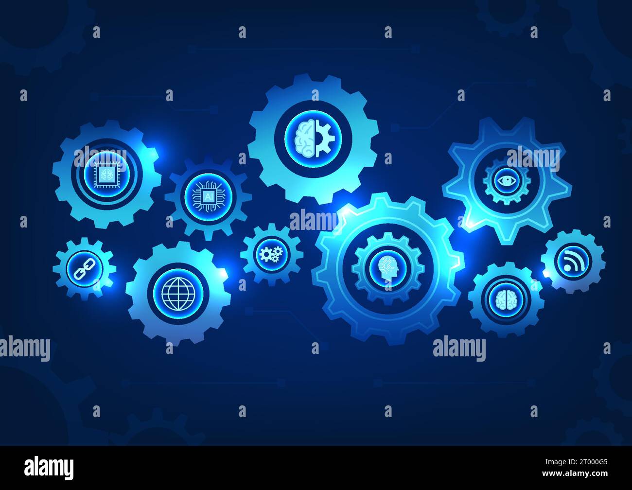 Gear technology background with smart technology Represents the drive ...