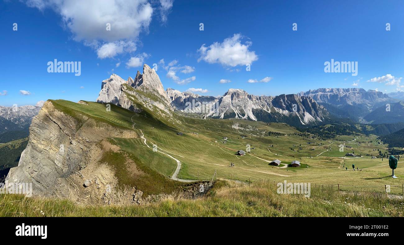 A stunning natural landscape of the grassland mountains of Seceda ...