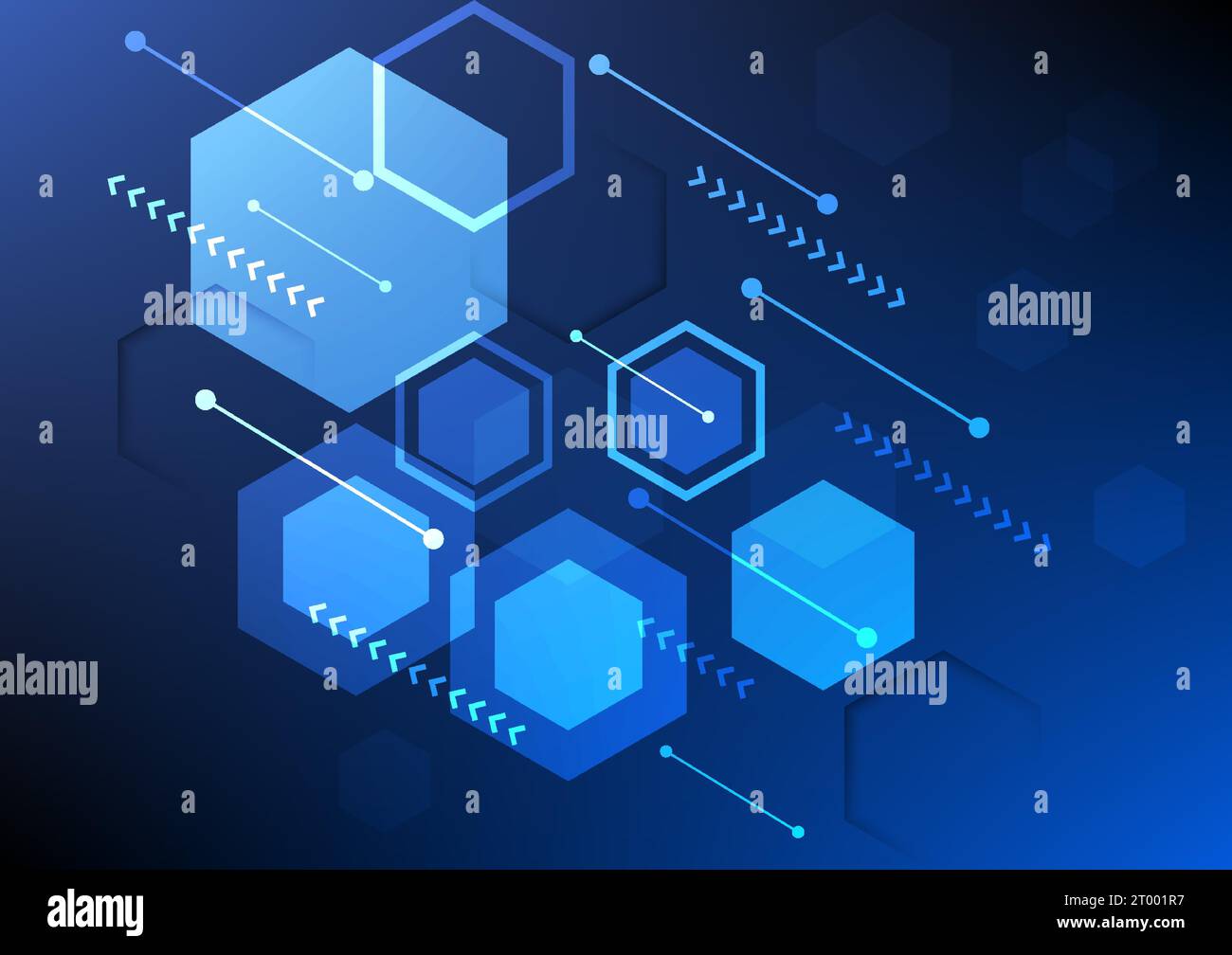 Abstract background technology hexagon conveys the internals of the digital systems working ...