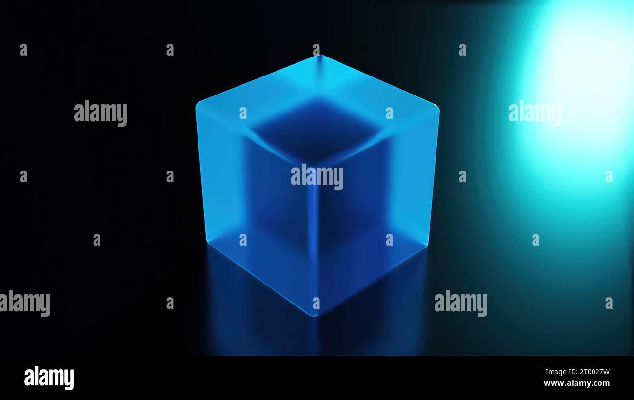 Blue glass cube. Computer generated 3d render Stock Photo - Alamy