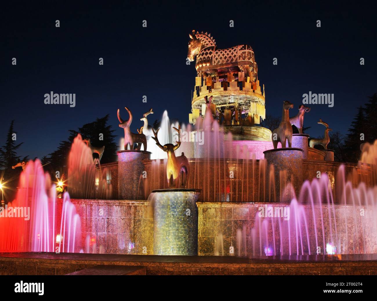 Colchis Fountain at Davit Aghmashenebeli square in Kutaisi. Imereti ...