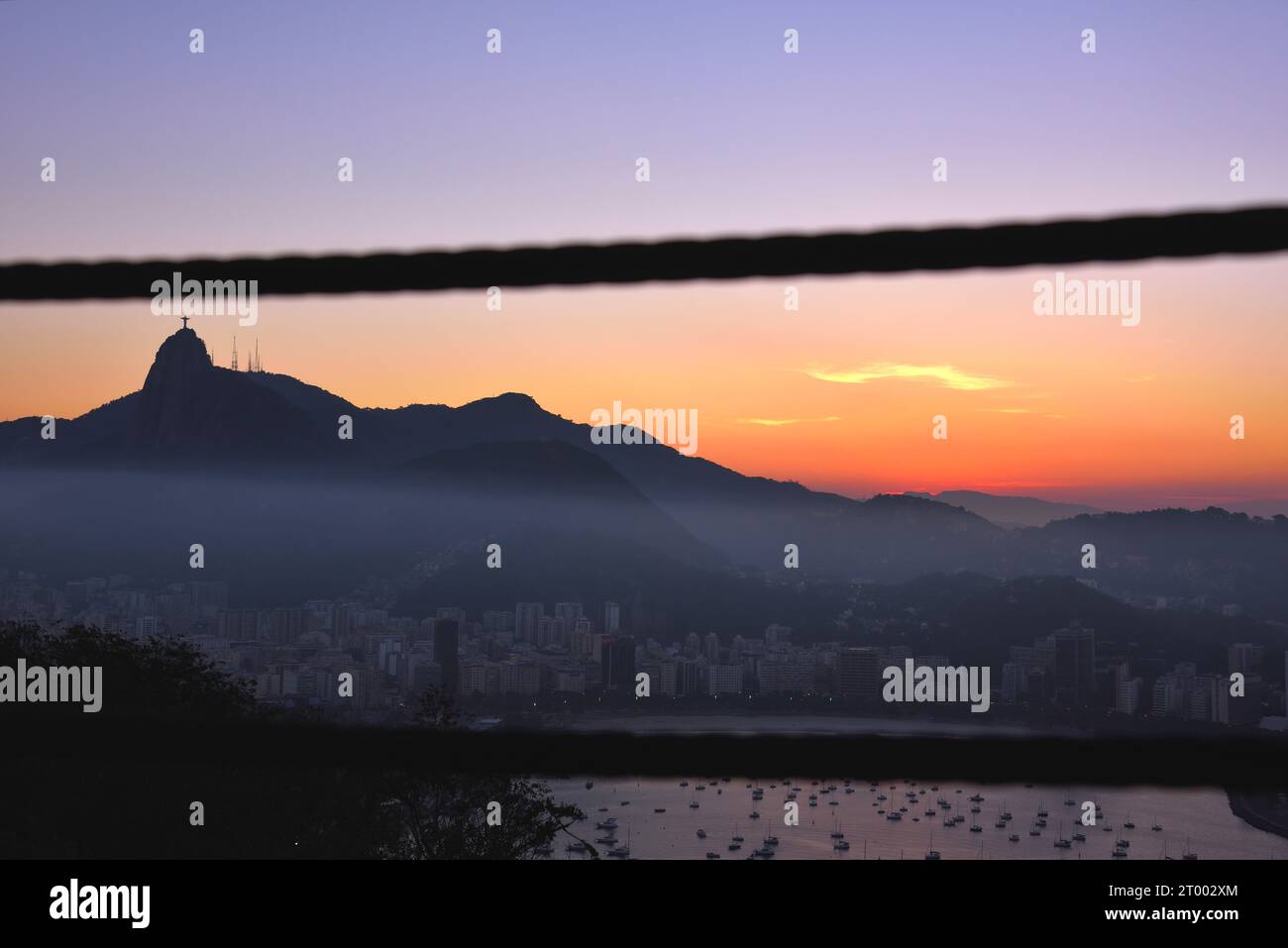 Framed Sunset View of the Corcovado Mountain and Guanabara Bay - Rio de ...