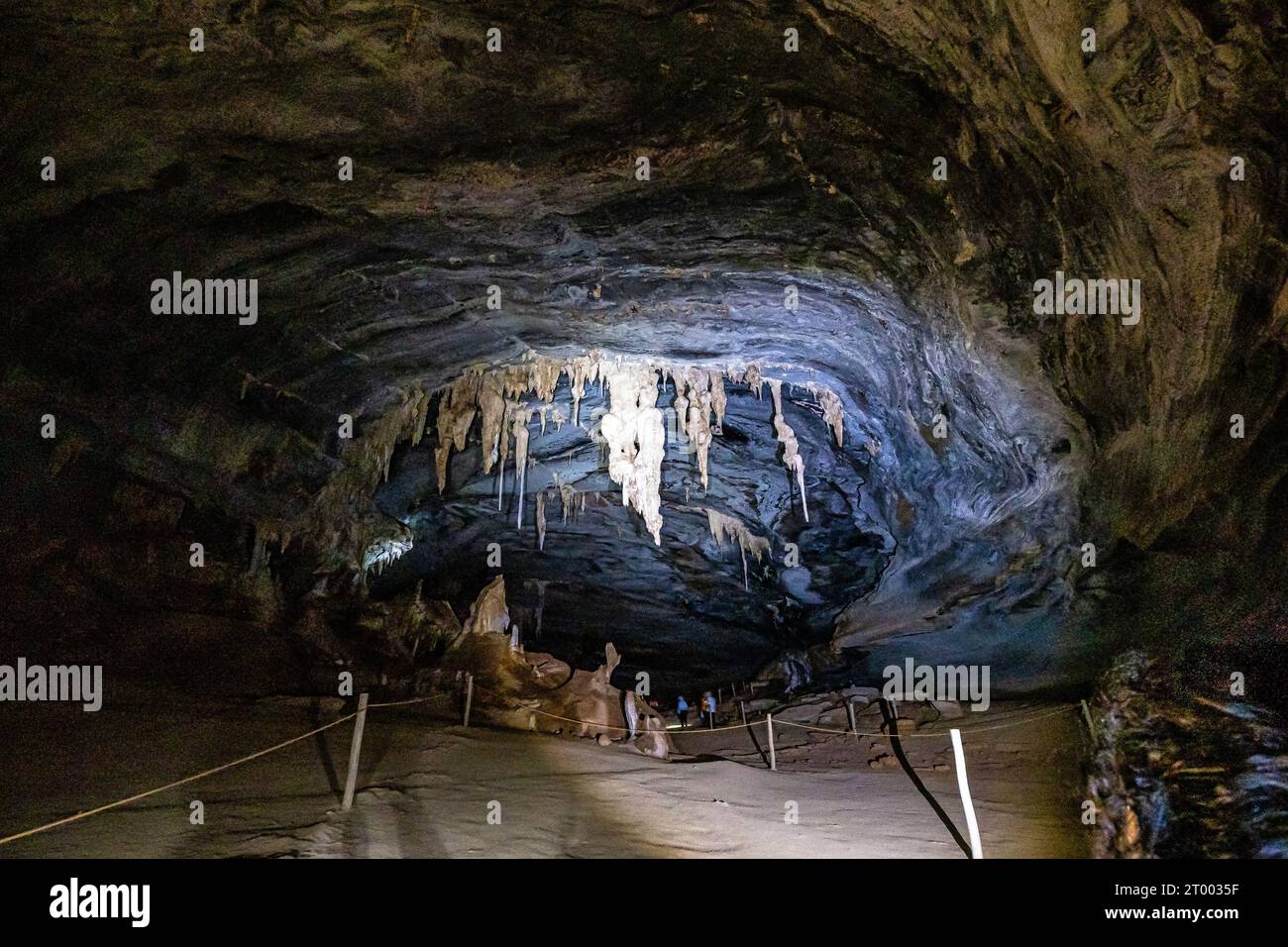 Limestone cave of stalactite and stalagmite formations, the Gruta da ...