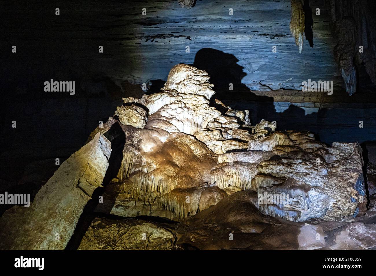 Limestone cave of stalactite and stalagmite formations, the Gruta da ...