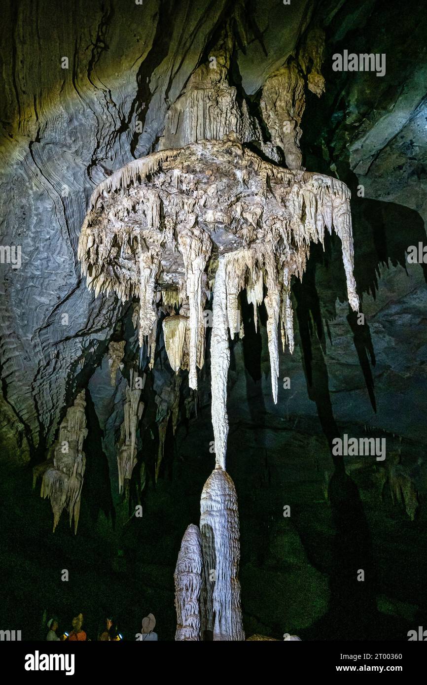 Limestone cave of stalactite and stalagmite formations, the Gruta da ...