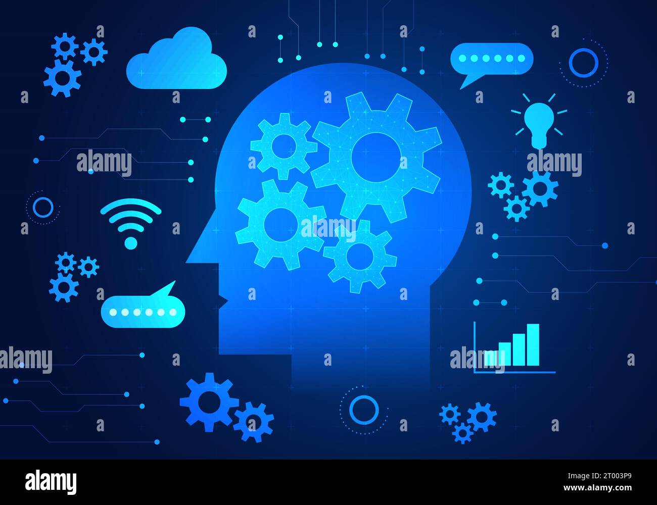 Artificial intelligence robot has a cog in the meaning. The work ...