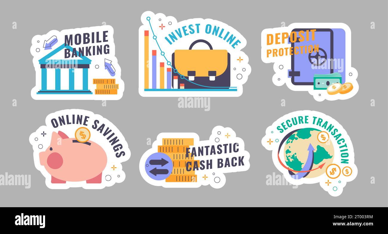 Sticker set with mobile banking offer concept Stock Vector Image & Art ...