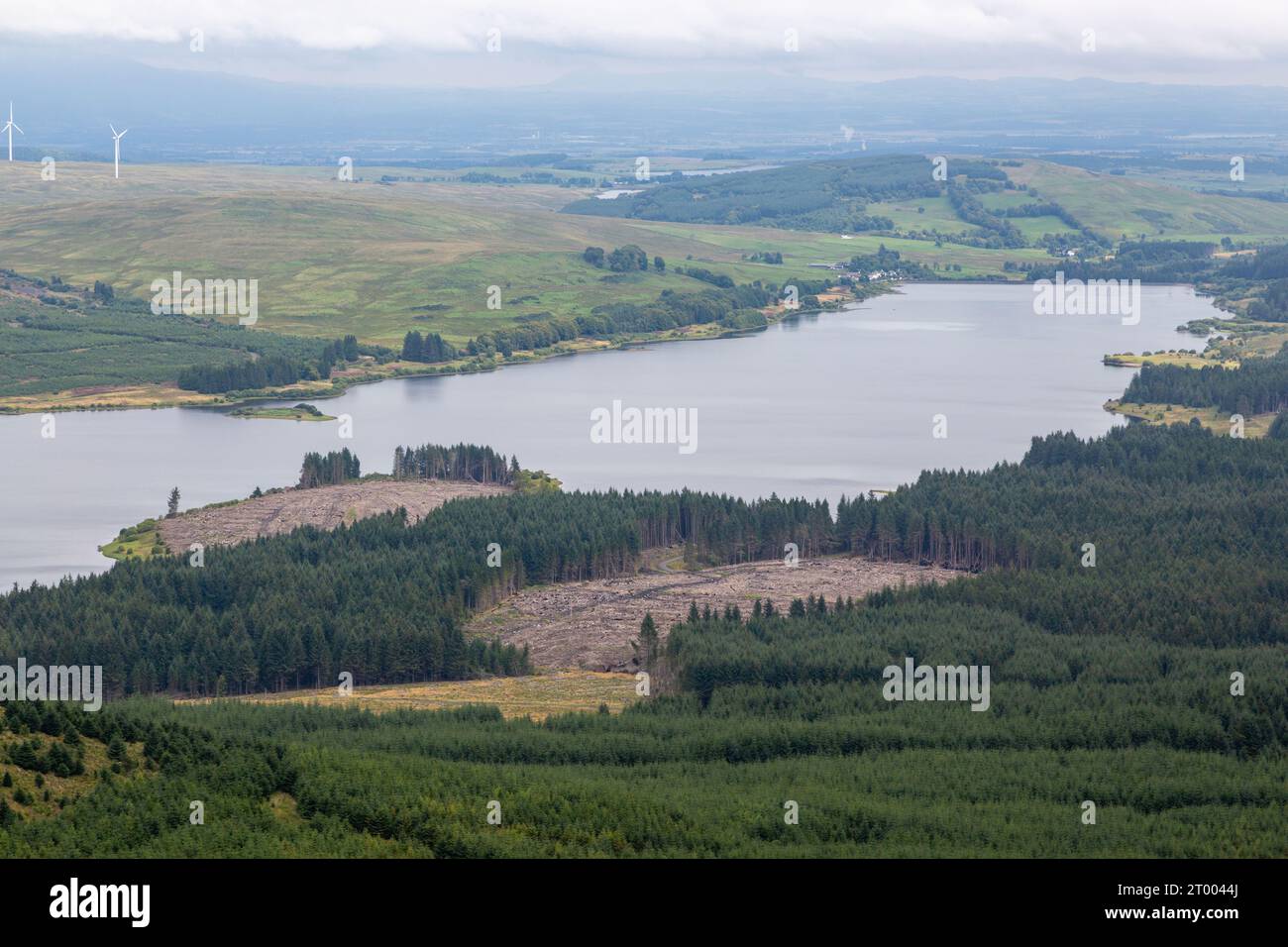 Carron Valley Reservoir seen from the summit of Meikle Bin Stock Photo ...