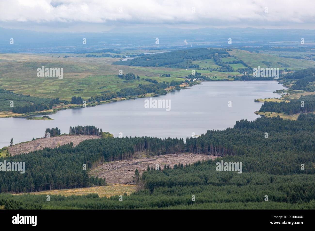 Carron Valley Reservoir seen from the summit of Meikle Bin Stock Photo ...