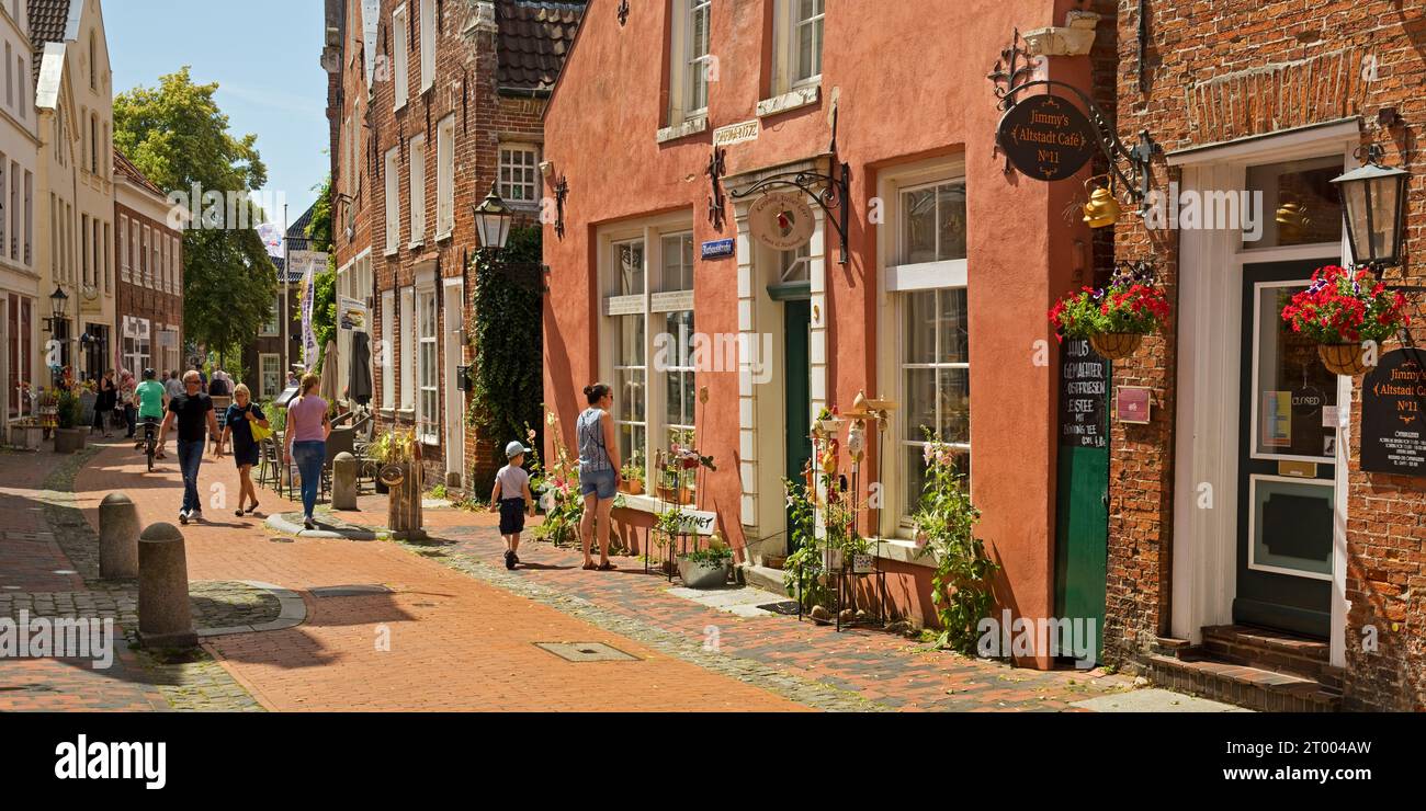 Historic houses in the old town, Leer, East Friesland, Lower Saxony ...