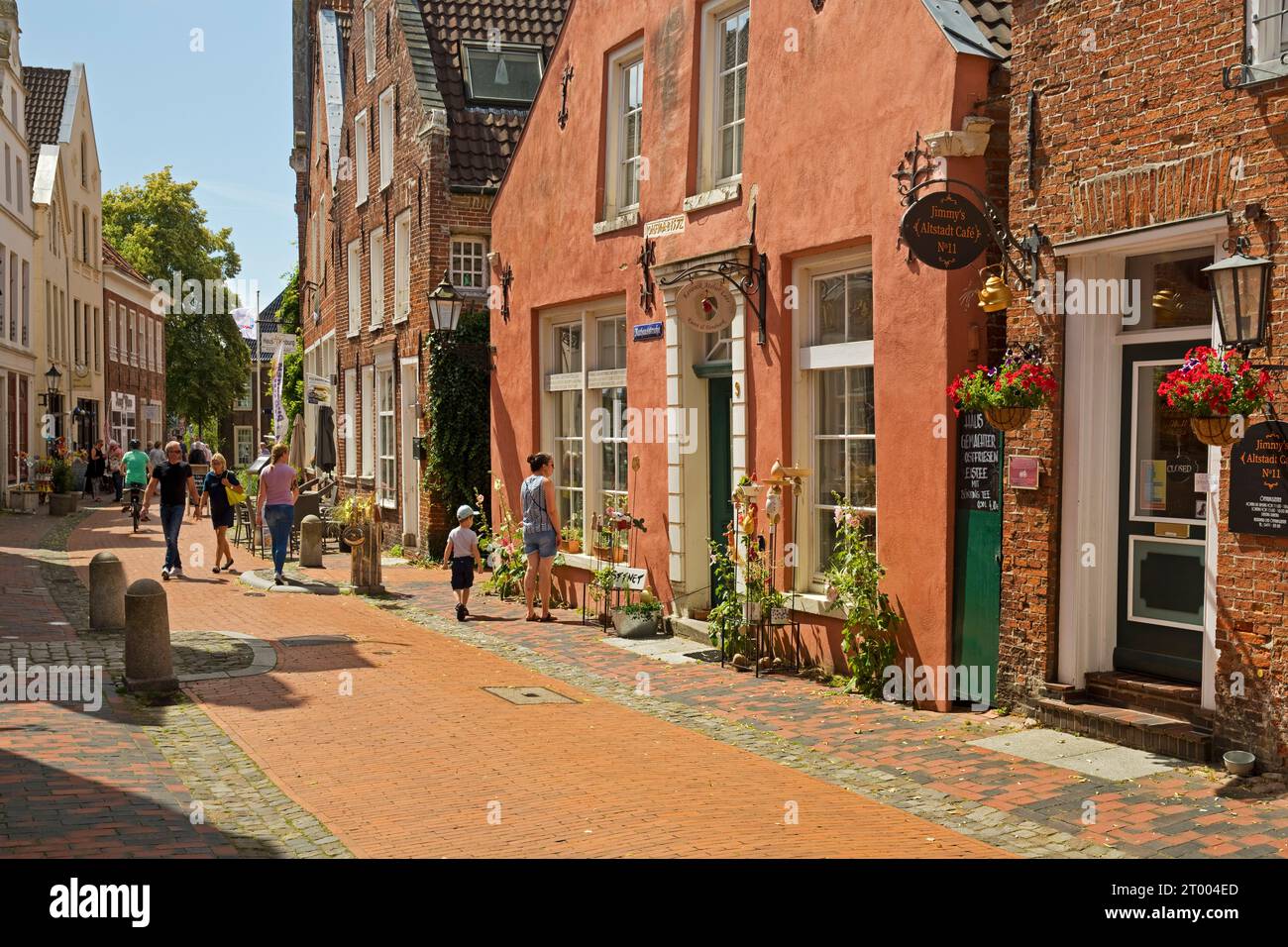 Historic houses in the old town, Leer, East Friesland, Lower Saxony ...