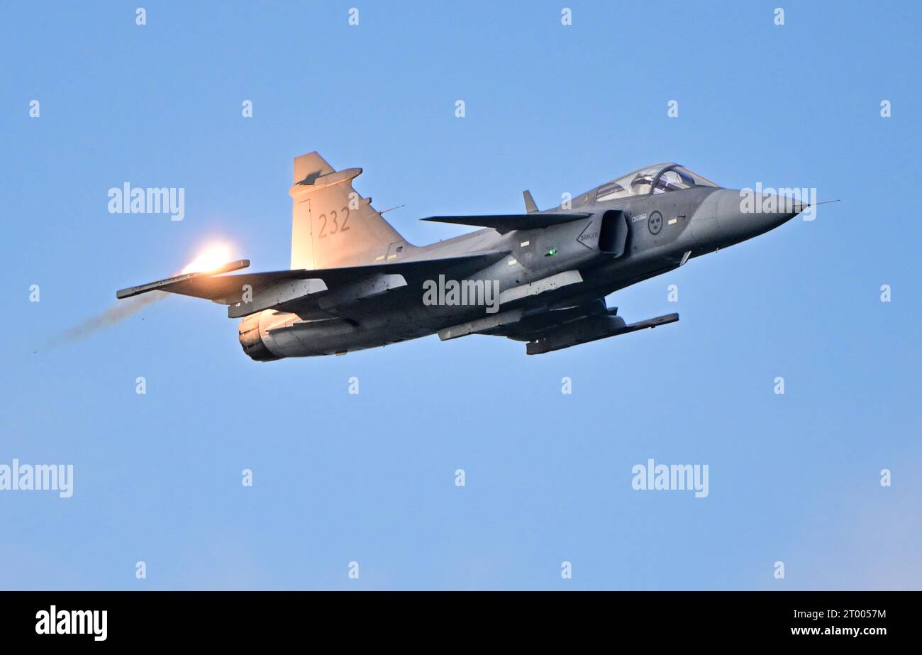 Saab JAS 39 Gripen, a light single-engine supersonic multirole fighter ...