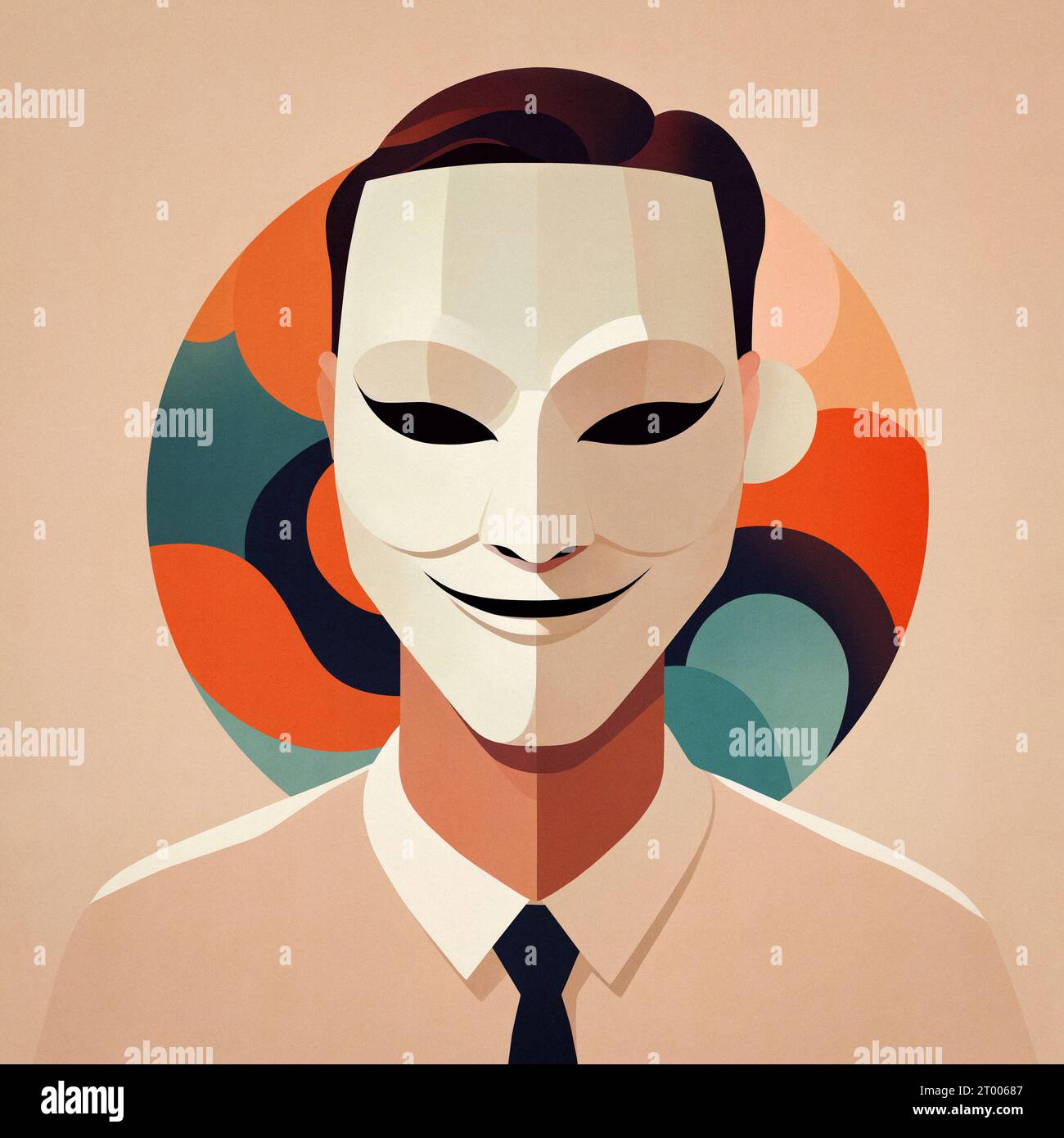 Grainy Digital Illustration Made With Geometric Colorful Shapes Of