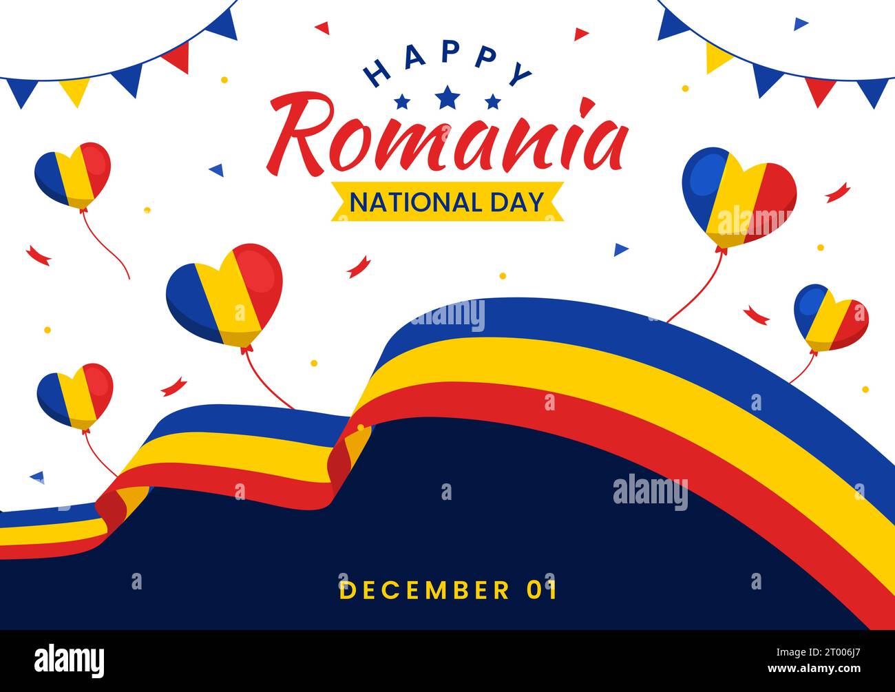 Romania National Day Vector Illustration on 1st December with Waving ...