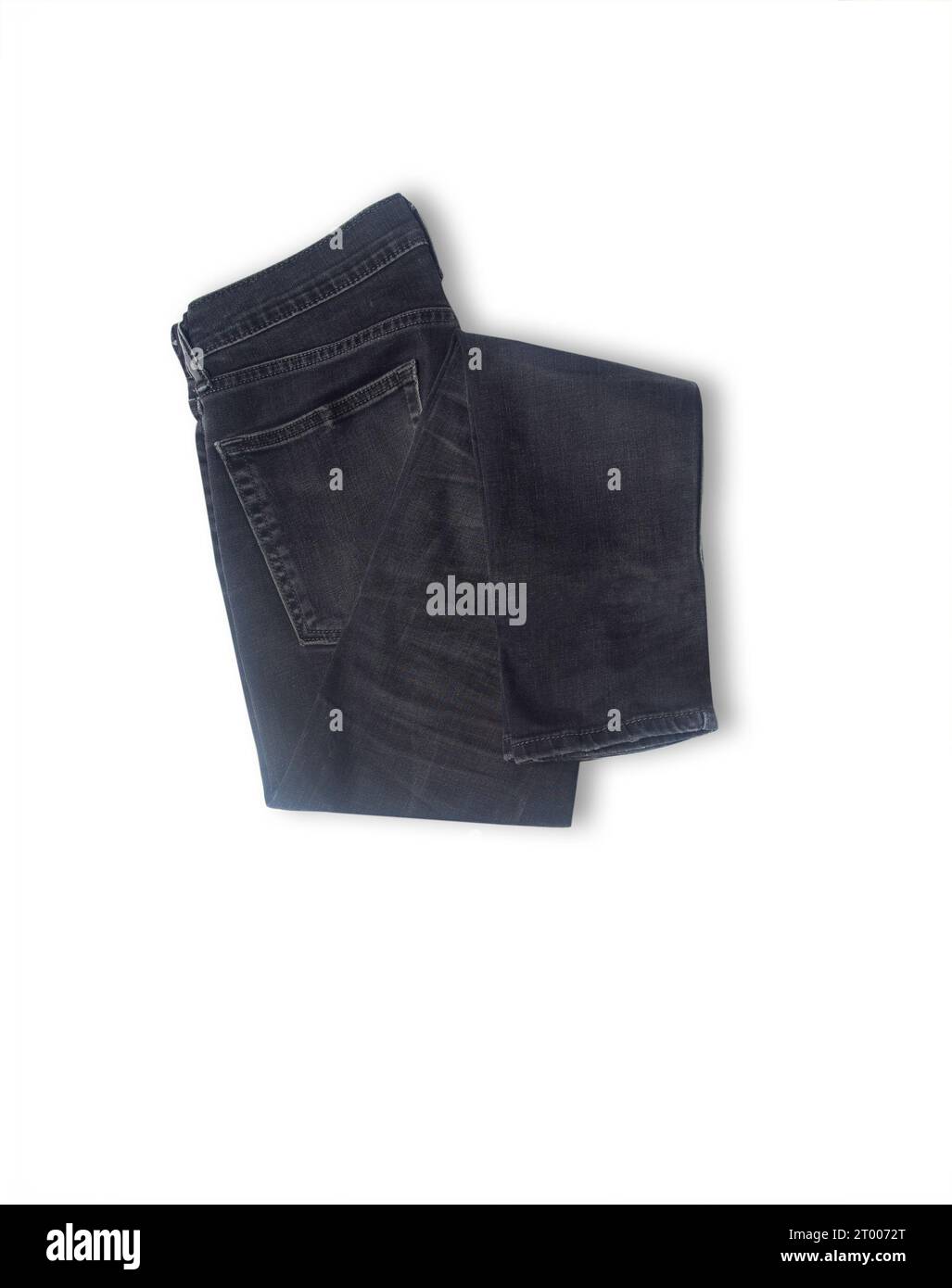 Denim texture in close up view with copy space isolate on white ...