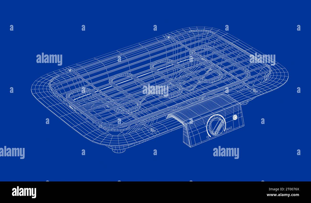 3D wire-frame model of electric grill Stock Photo - Alamy
