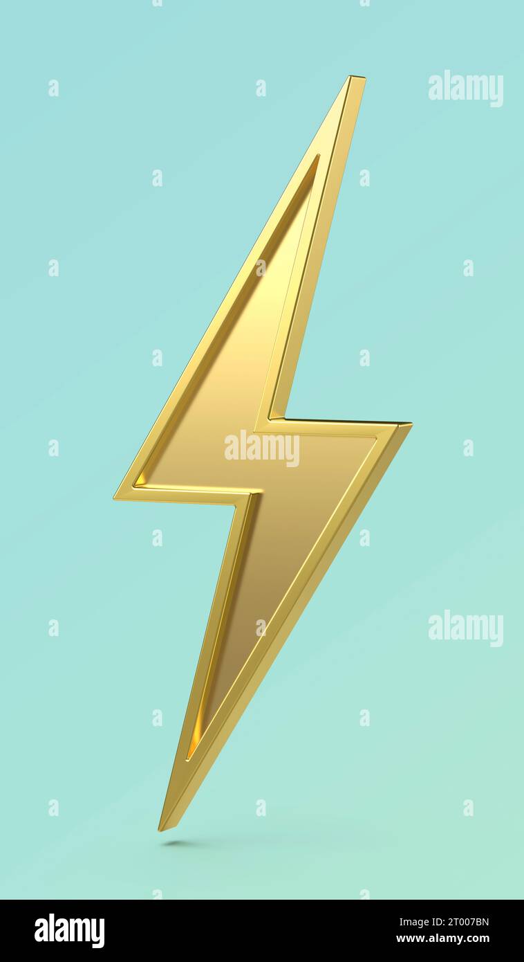Golden electric lightning bolt symbol Stock Photo - Alamy