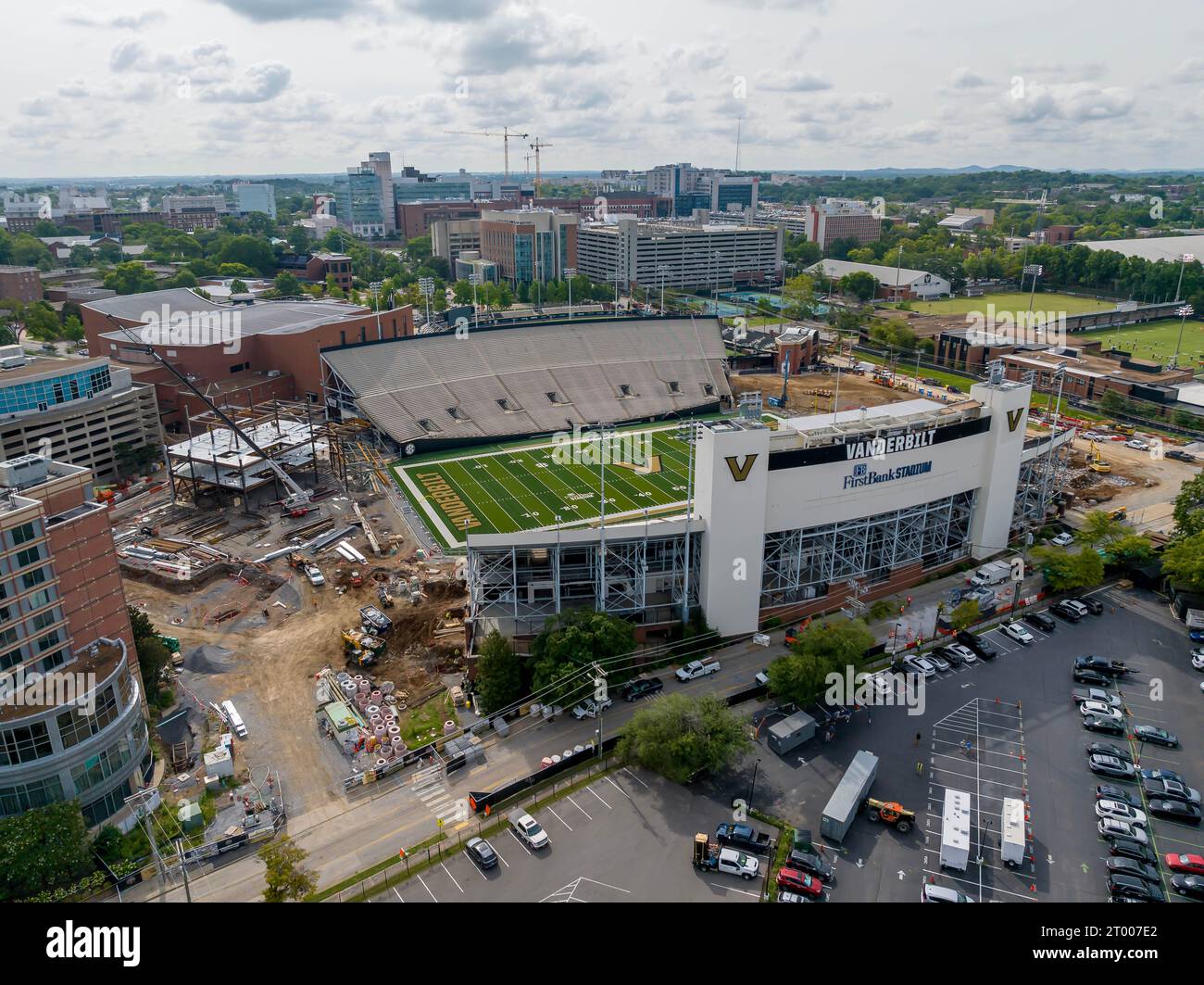 Aerial view of First Bank Stadium on Vanderbilt University campus ...