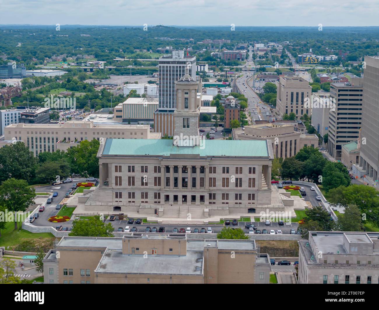 Aerial View Of The State Capitol Building In Nashville Tennessee Stock ...
