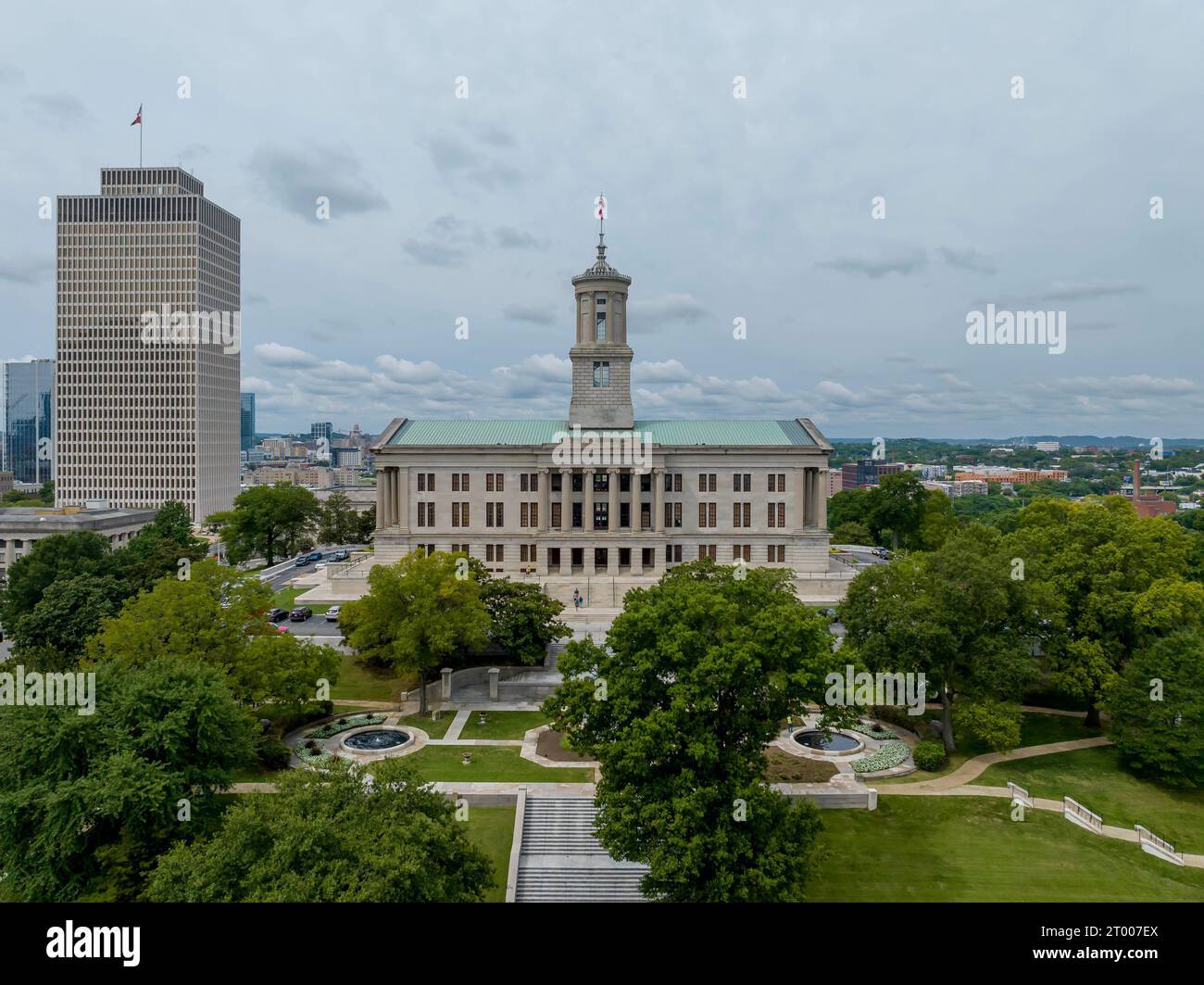 Aerial View Of The State Capitol Building In Nashville Tennessee Stock ...