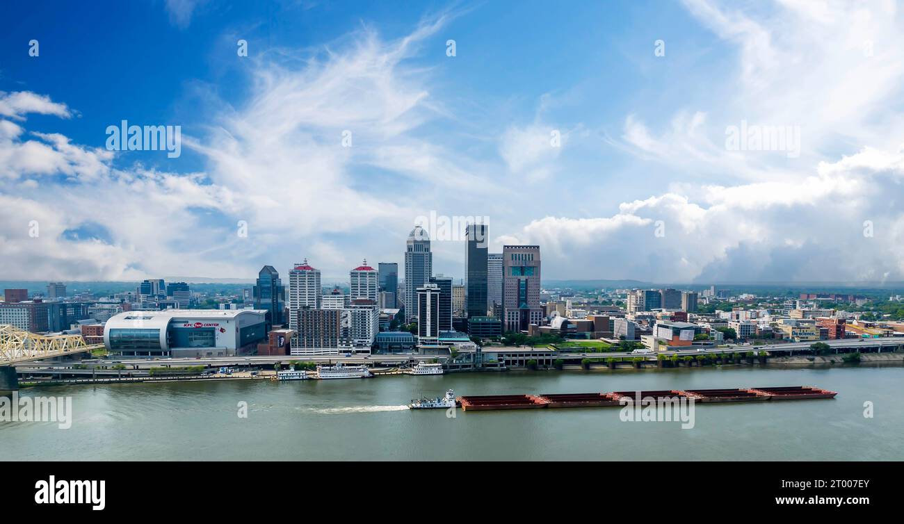 Aerial View Of The City Of Louisville, Kentucky On The Ohio River Stock ...