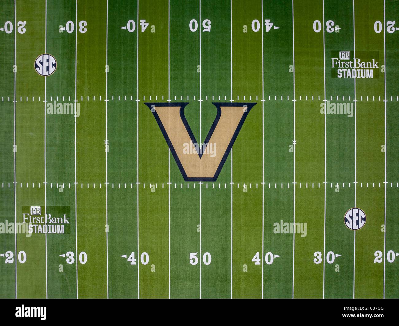 Aerial view of First Bank Stadium on Vanderbilt University campus ...