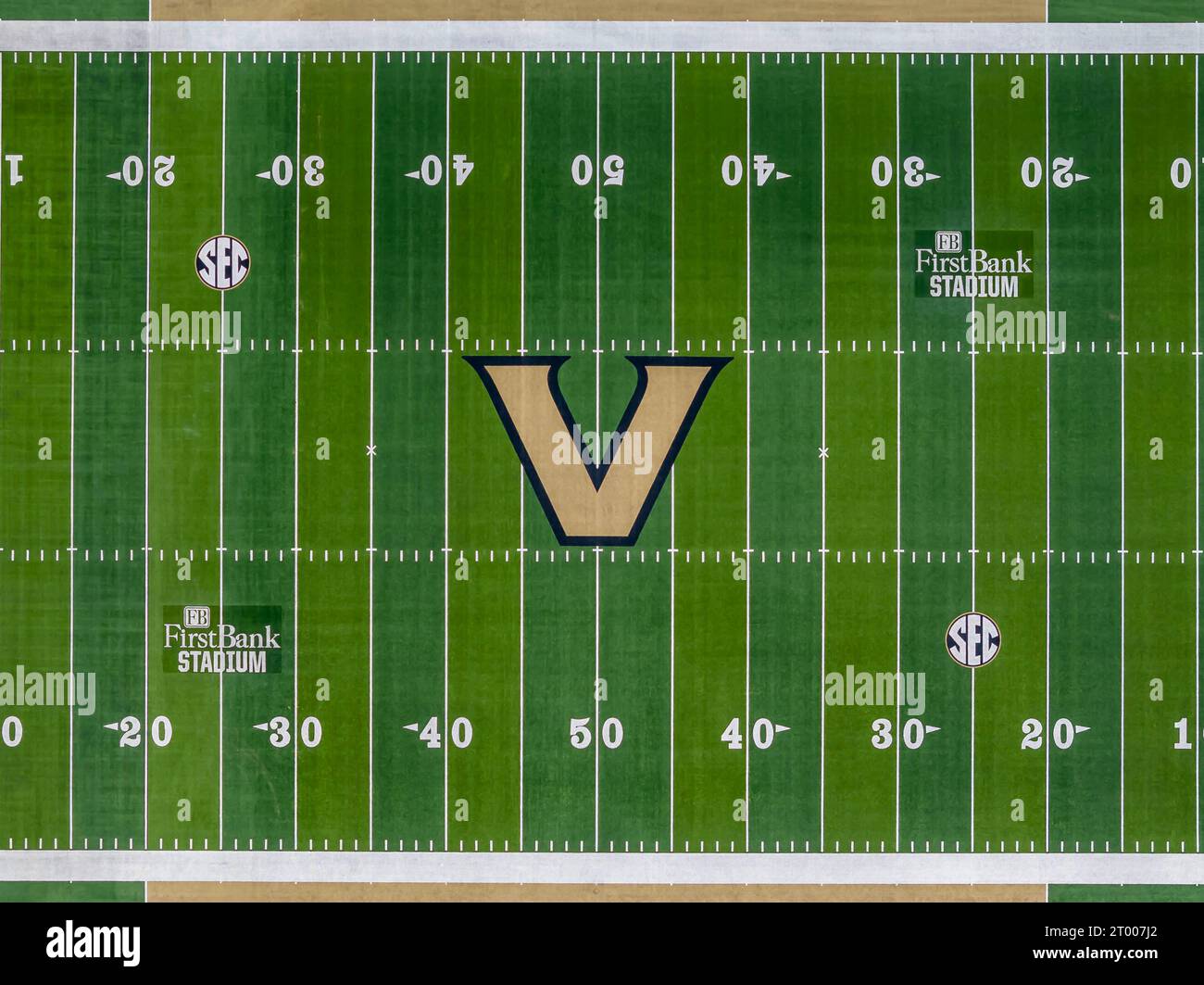 Aerial view of First Bank Stadium on Vanderbilt University campus ...