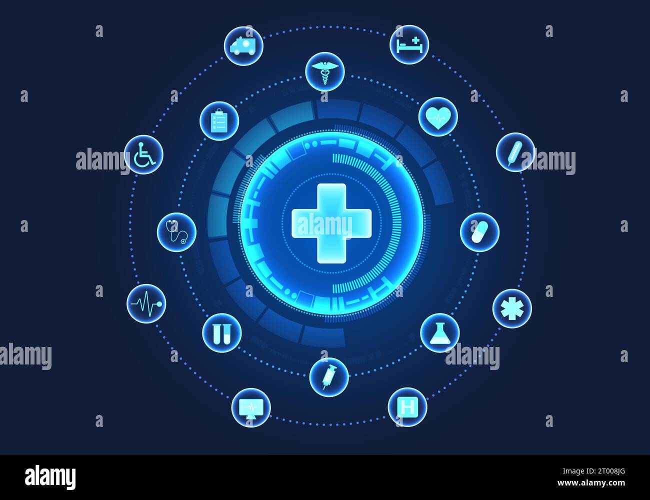 Medical technology circle There is a doctor's symbol in the center and ...