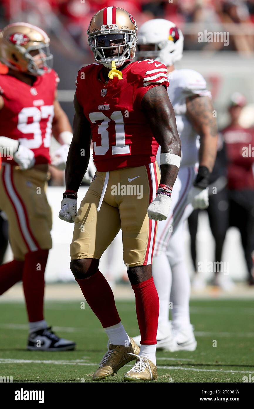 San Francisco 49ers safety Tashaun Gipson Sr. (31) reacts during an NFL ...