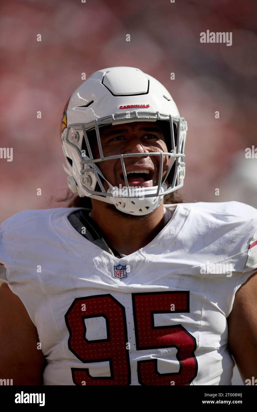 Arizona Cardinals defensive tackle Leki Fotu (95) reacts during an NFL ...