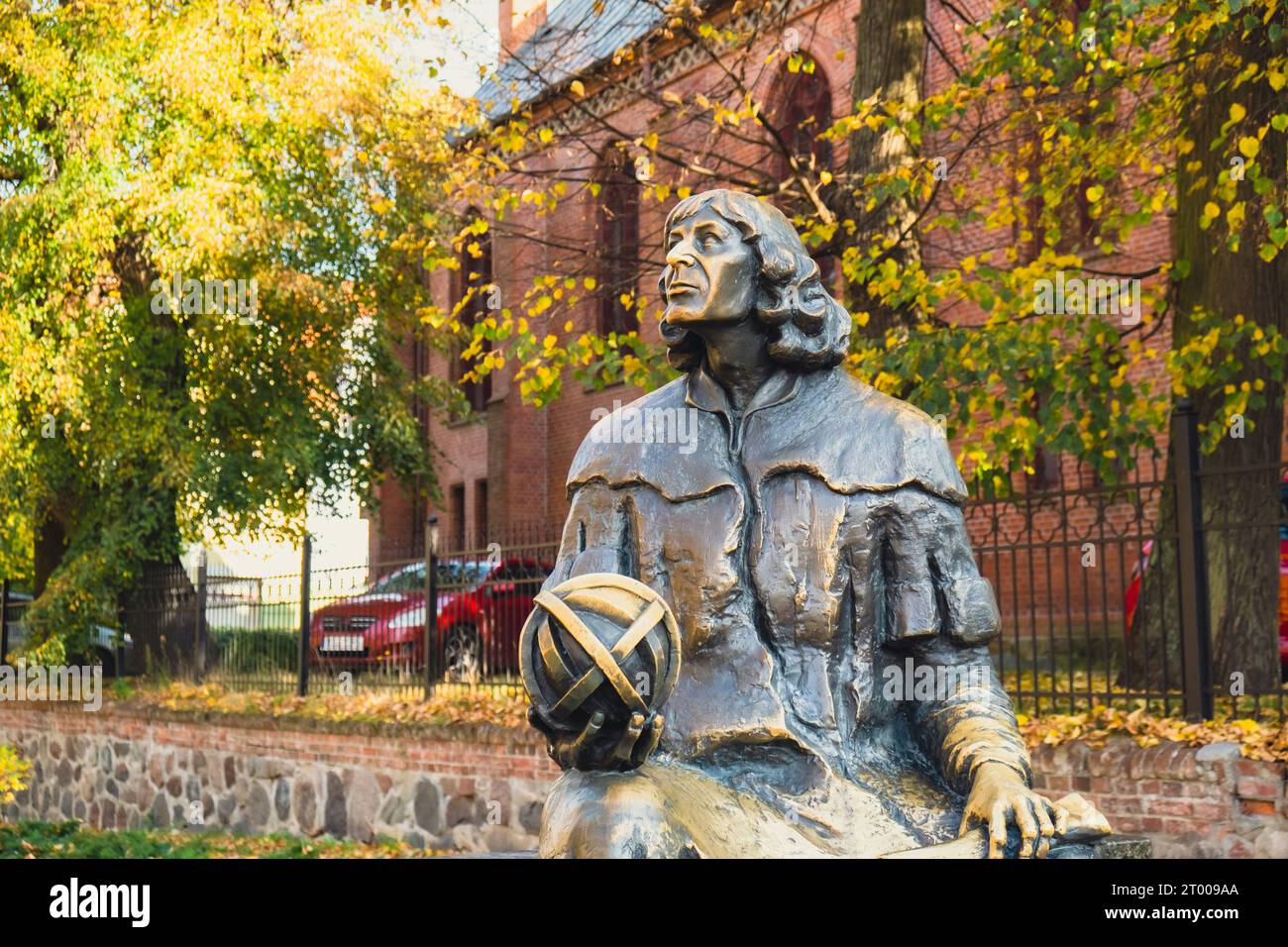 Olsztyn Poland - October 2022 Planet in hand of Nicolaus Copernicus ...