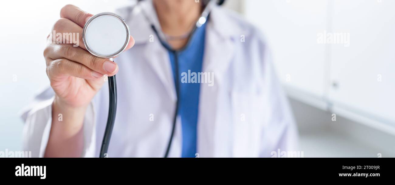 Doctor holding stethoscope in hand Doctor check body by stethoscope ...