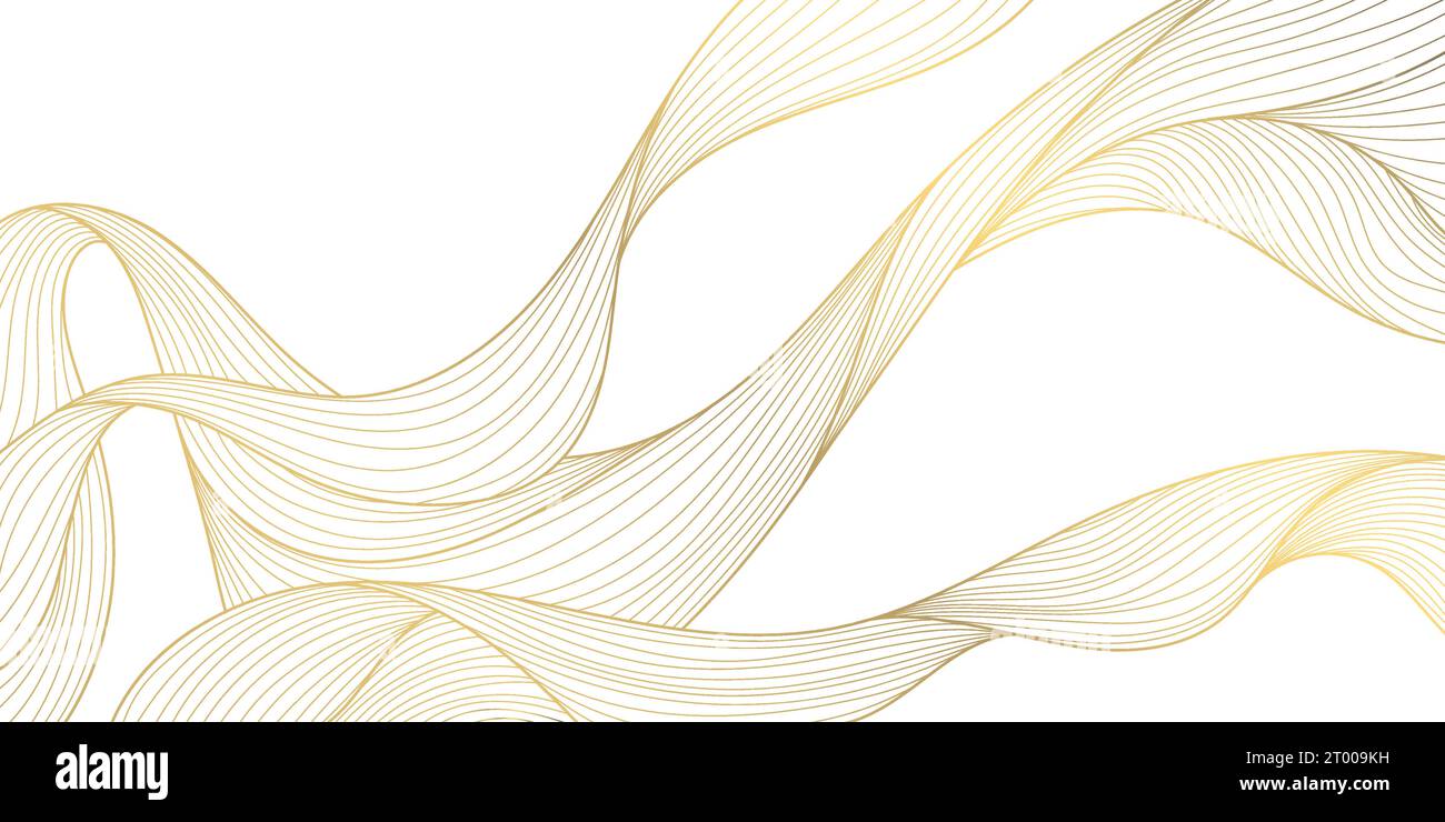 Vector line luxury golden waves, abstract background, elegant pattern ...