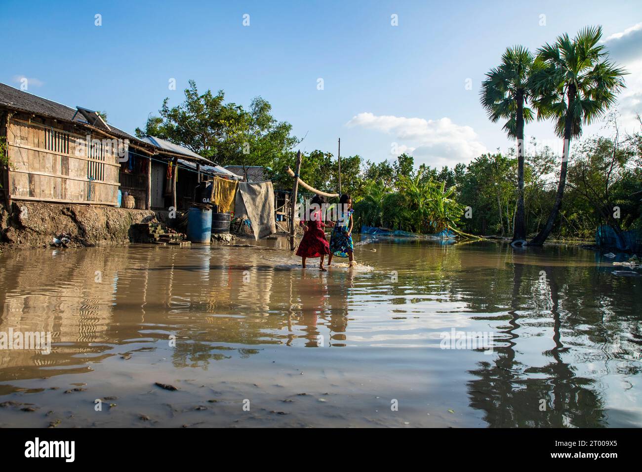 Houses at Gabura Union of Shyamnagar Upazila has been flooded after the ...
