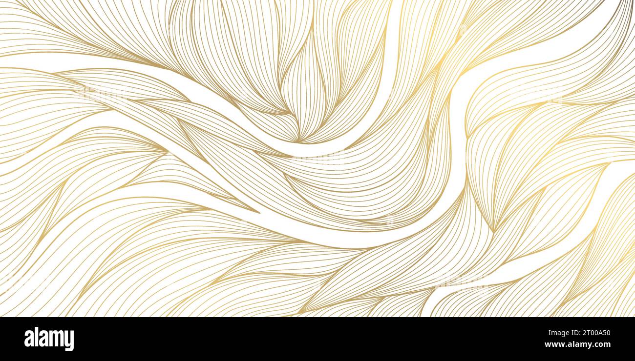 Vector line luxury golden waves, abstract background, elegant pattern ...