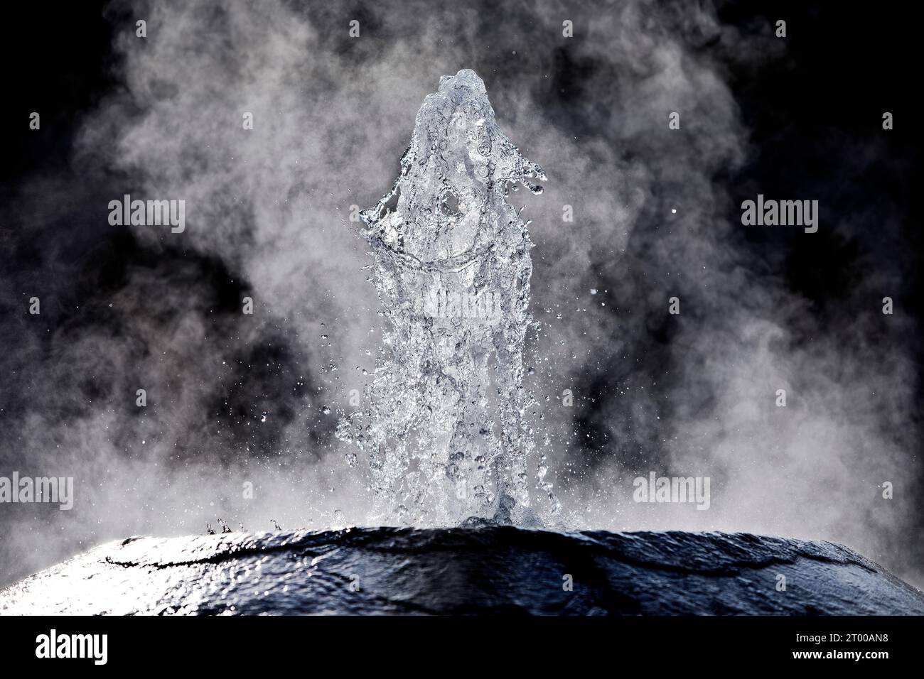 Steaming Kochbrunnen spring, hot sodium chloride thermal spring, detail ...