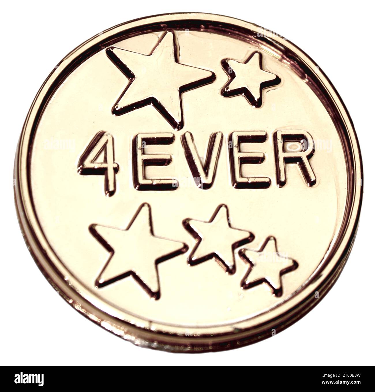 medal, medallion, golden coin with 5 gold stars, word winner, 4ever ...