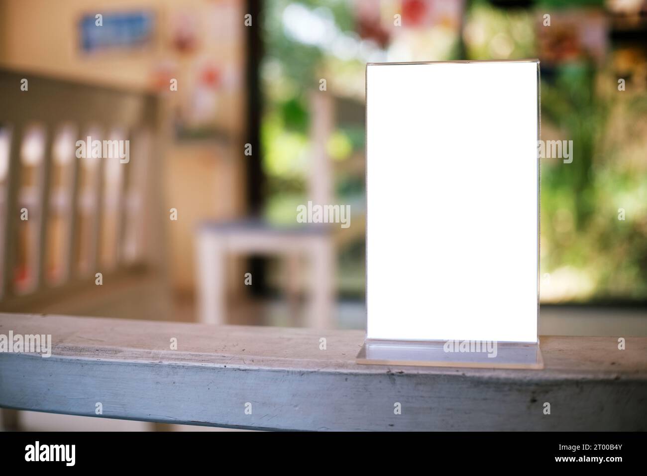 Menu frame space for text marketing promotion standing on wood table in ...