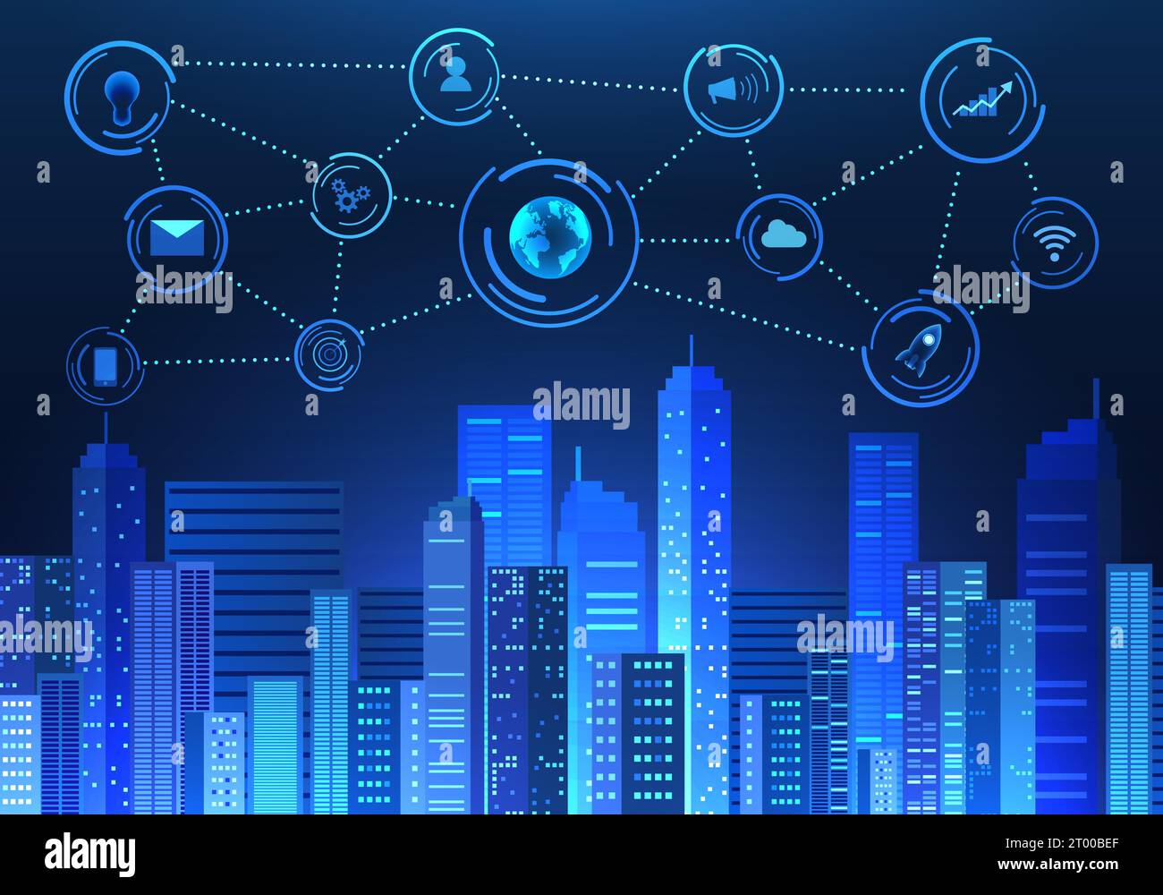 Large smart city using internet technology. The artificial intelligence ...