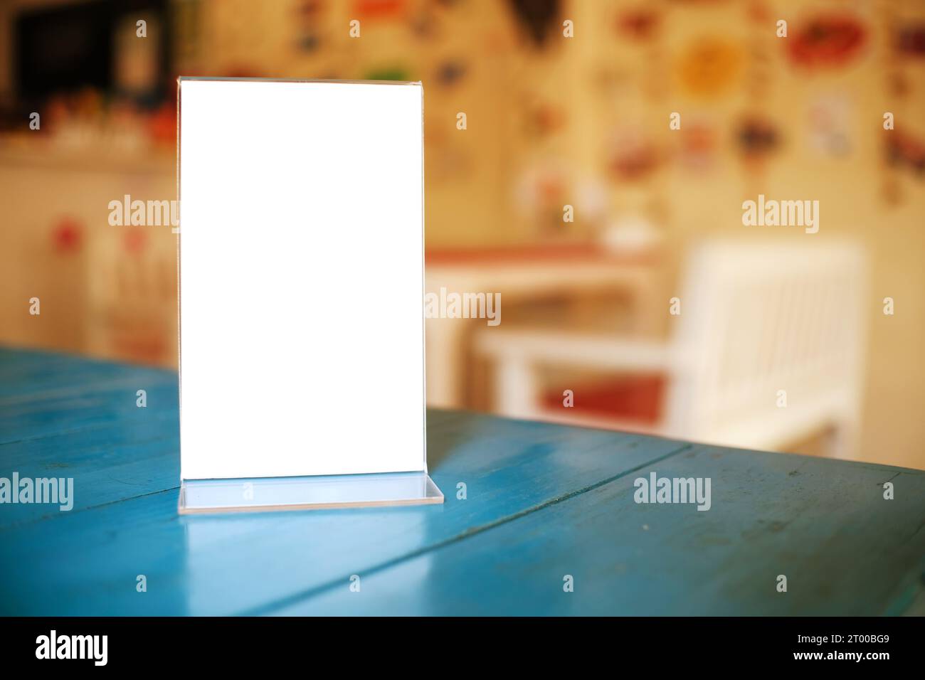 Menu frame space for text marketing promotion standing on wood table in ...