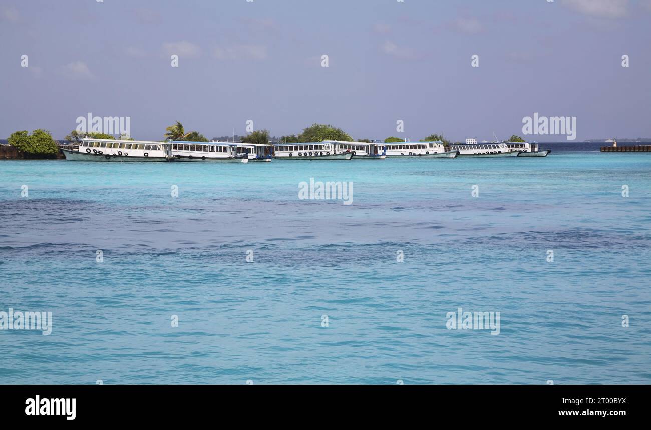 Boat in the Indian Ocean. Hulhule. Republic of the Maldives Stock Photo ...