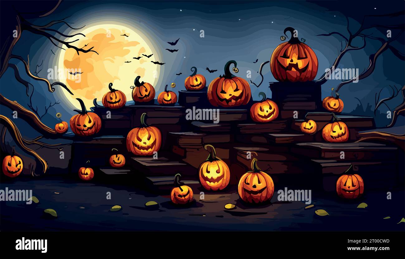 Spooky halloween pumpkins, Jack O Lantern, with an evil face and eyes ...