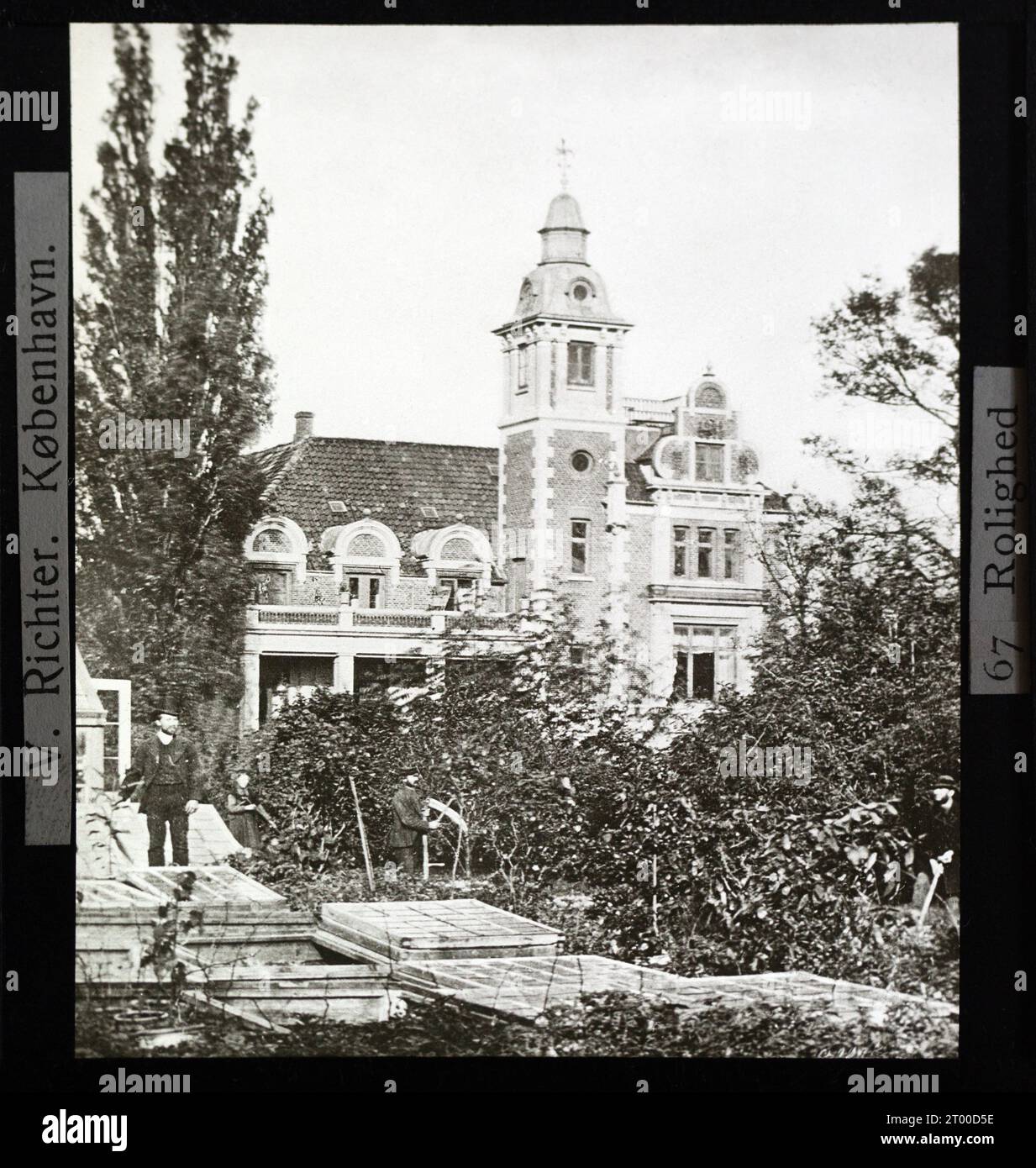 Garden and mansion house at Rolighed, Skodsborg, Denmark, c 1900 where Hans Christian Andersen ...